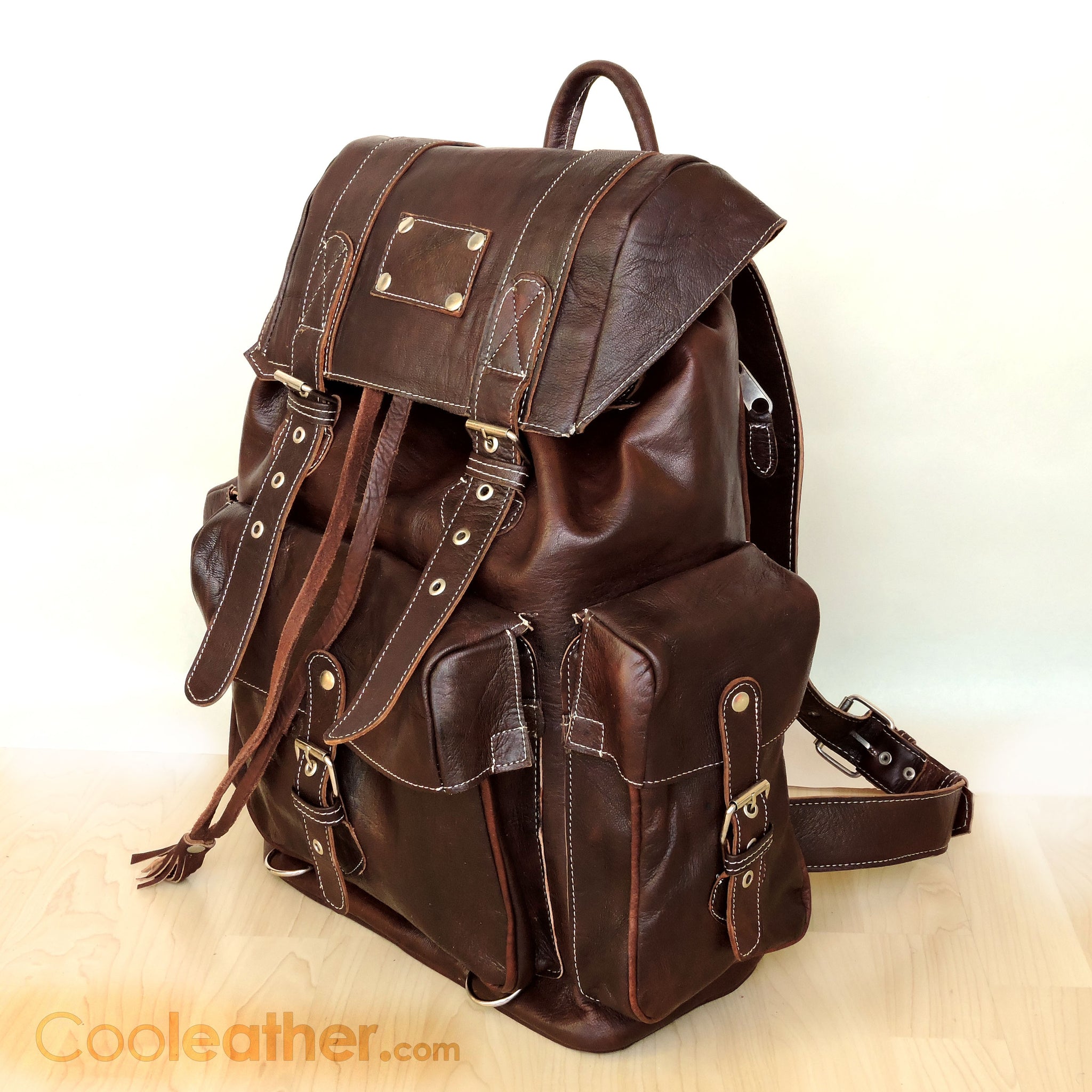 Extra Large Innovative Leather Hiking Backpack, Travel Knapsack 23 ...