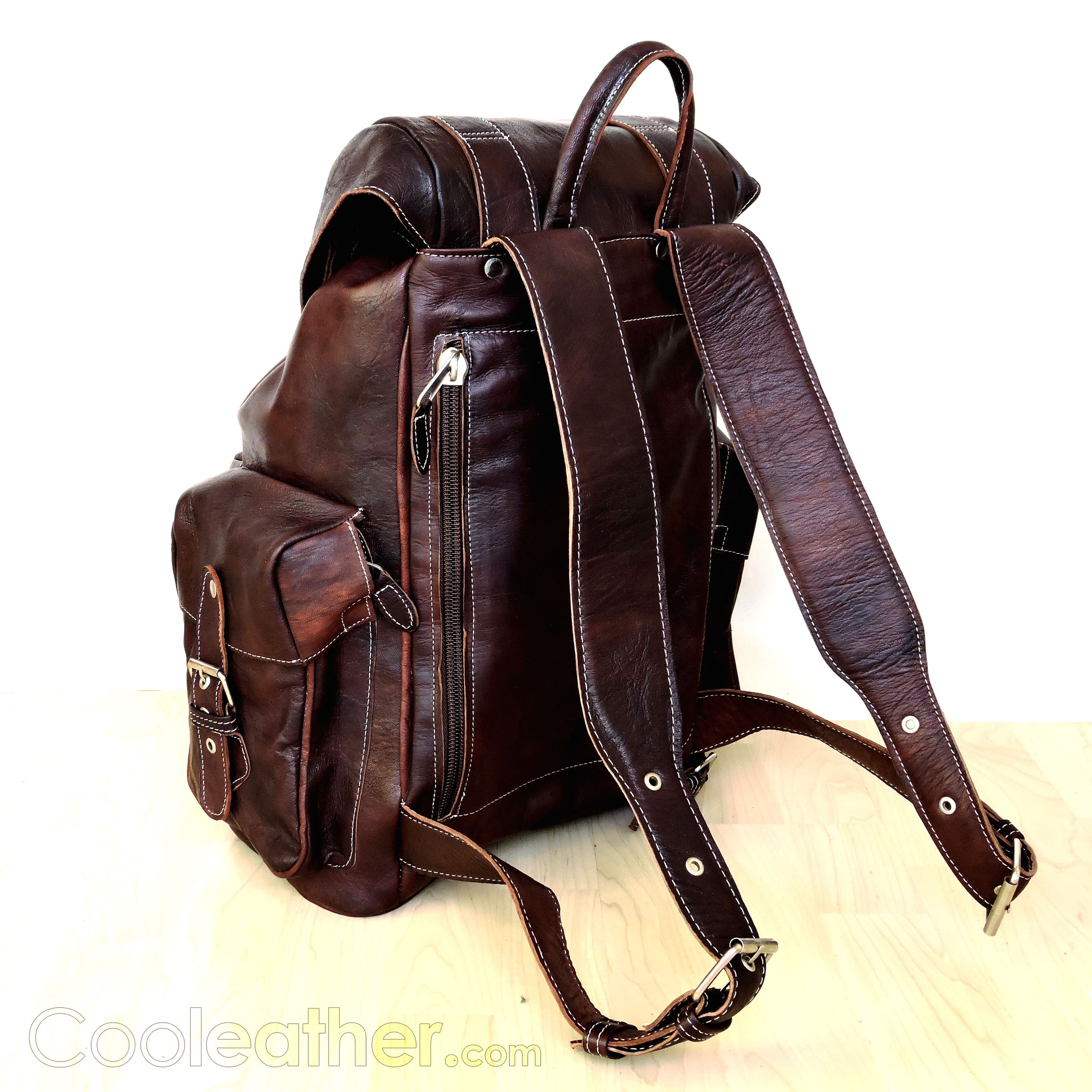 Extra Large Innovative Leather Hiking Backpack, Travel Knapsack 23 ...