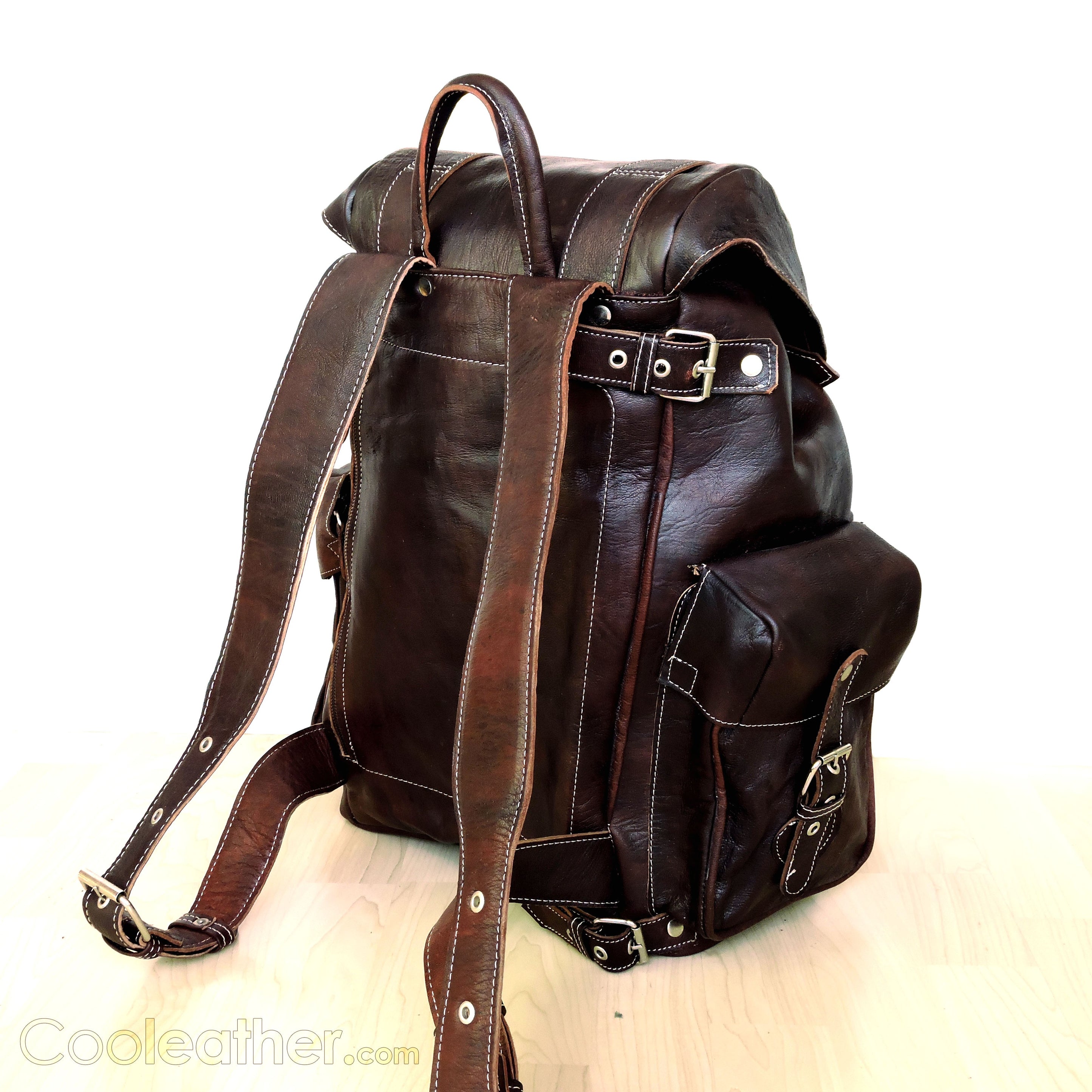 Extra Large Innovative Leather Hiking Backpack, Travel Knapsack 23 ...